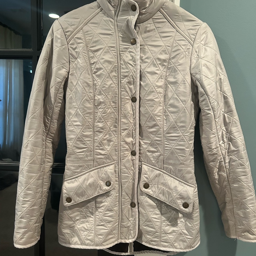 Barbour Cream Utility Jacket With Quilted Texture - Gem